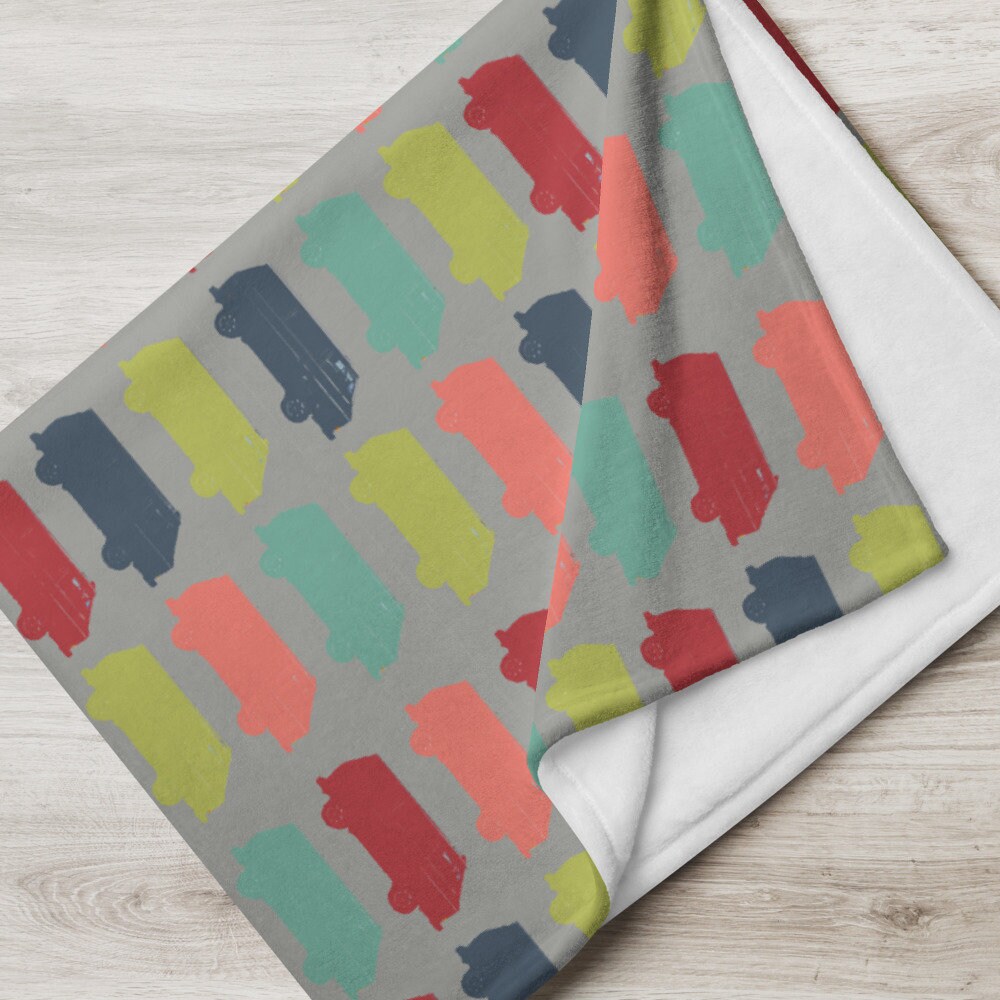 Westfalia Van Throw Blanket, Retro Mid-century Modern Design, Camper ...