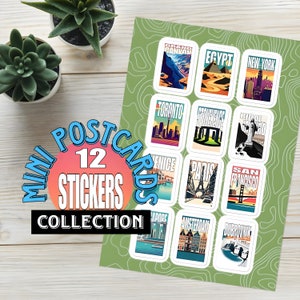Travel 12 Sticker Collection | World Cities | Postcard Stickers ...