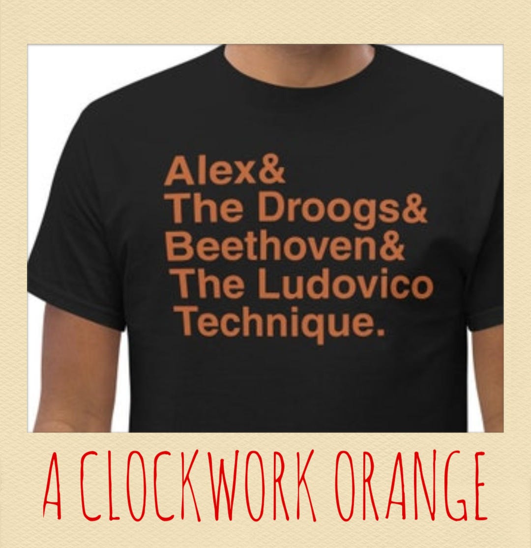 CLOCKWORK ORANGE T-shirt | Kubrick Movie Helvetica Names List | Movie ...