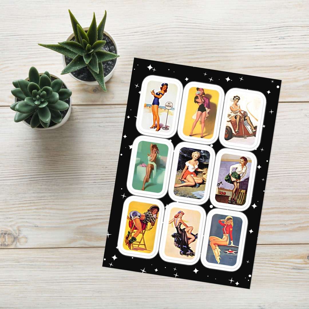 PIN UP GIRLS Sticker Pack | Vintage Glamour Models | Pin up Models Art ...