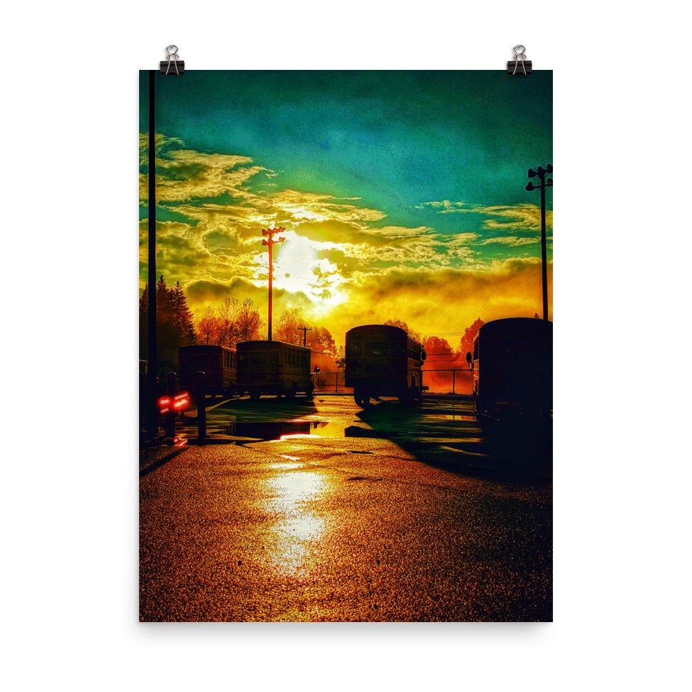 Sunrise School Buses Photography Nature Scenic Photo - Etsy