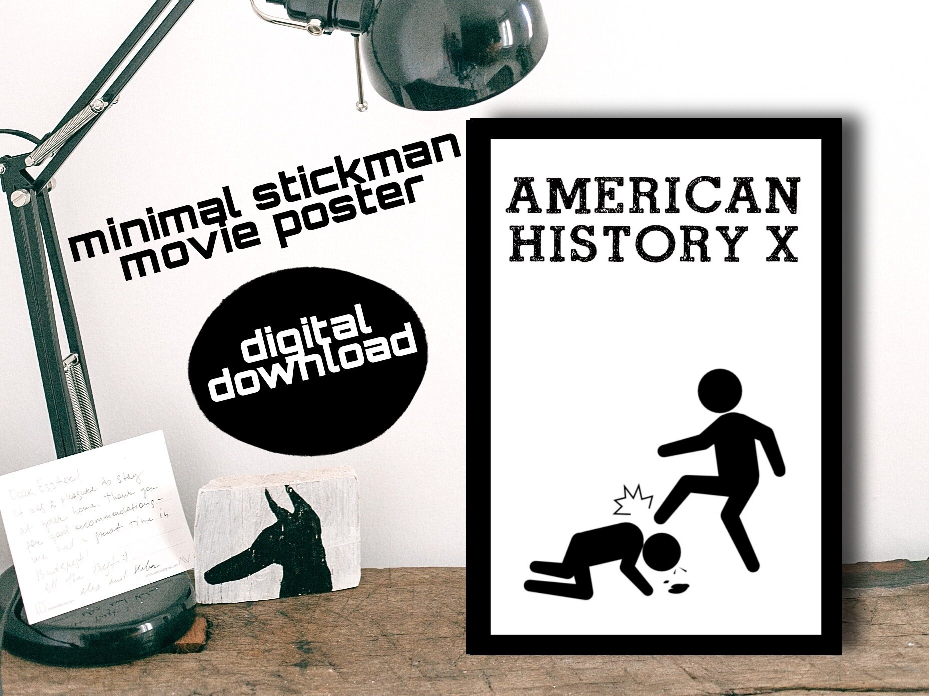 American History X Stickman Poster, Minimalist Movie Poster, Digital ...