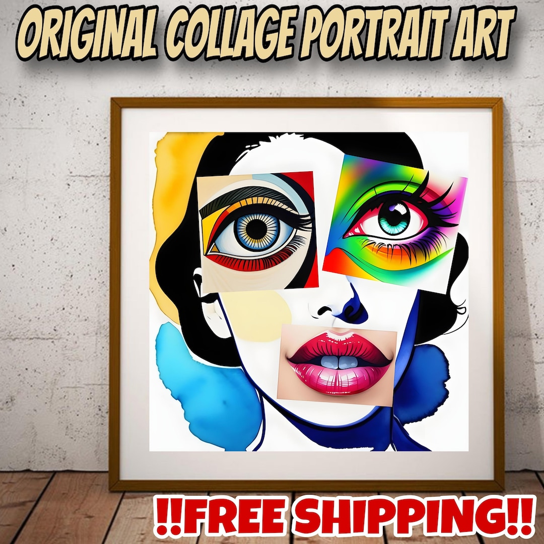 Collage Portrait Art Print | Weird Pop Art Poster | Original Collage ...