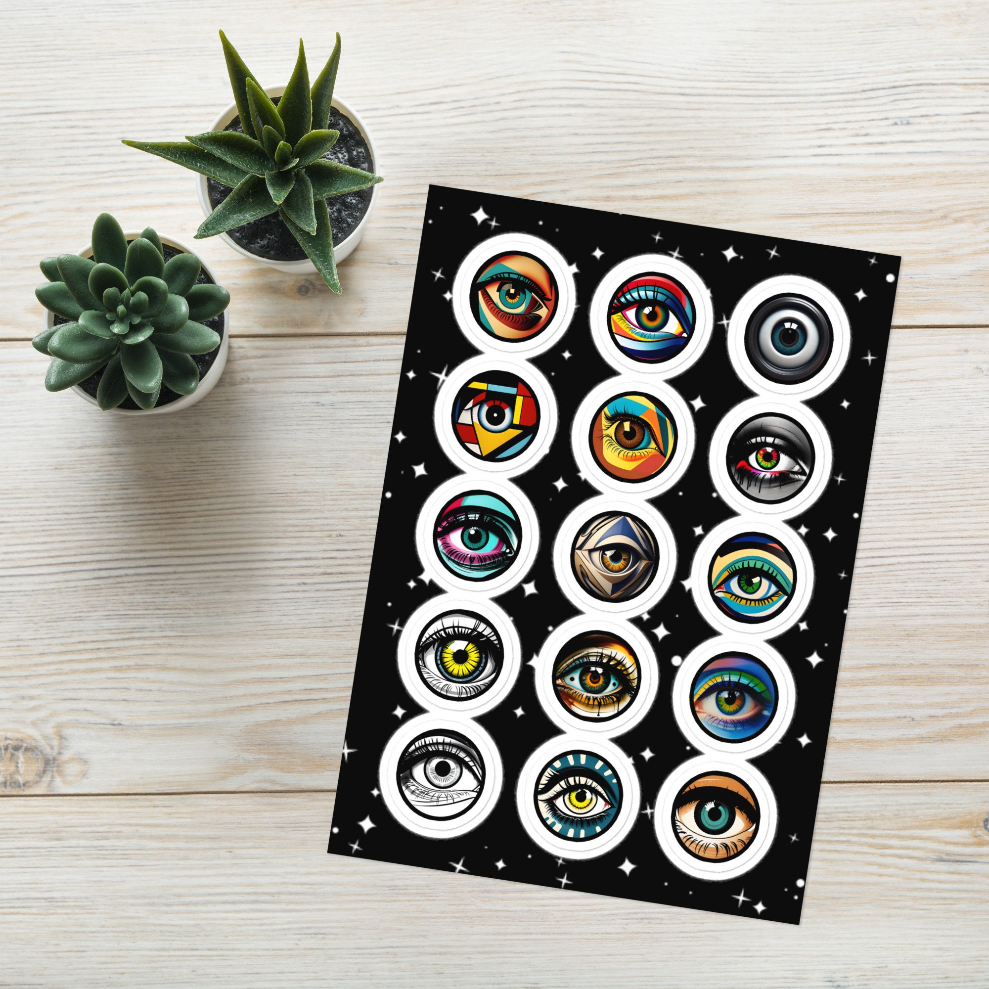 EYE STICKERS Eye Digital Art Sticker Sheet Eye Drawings Sticker Pack ...