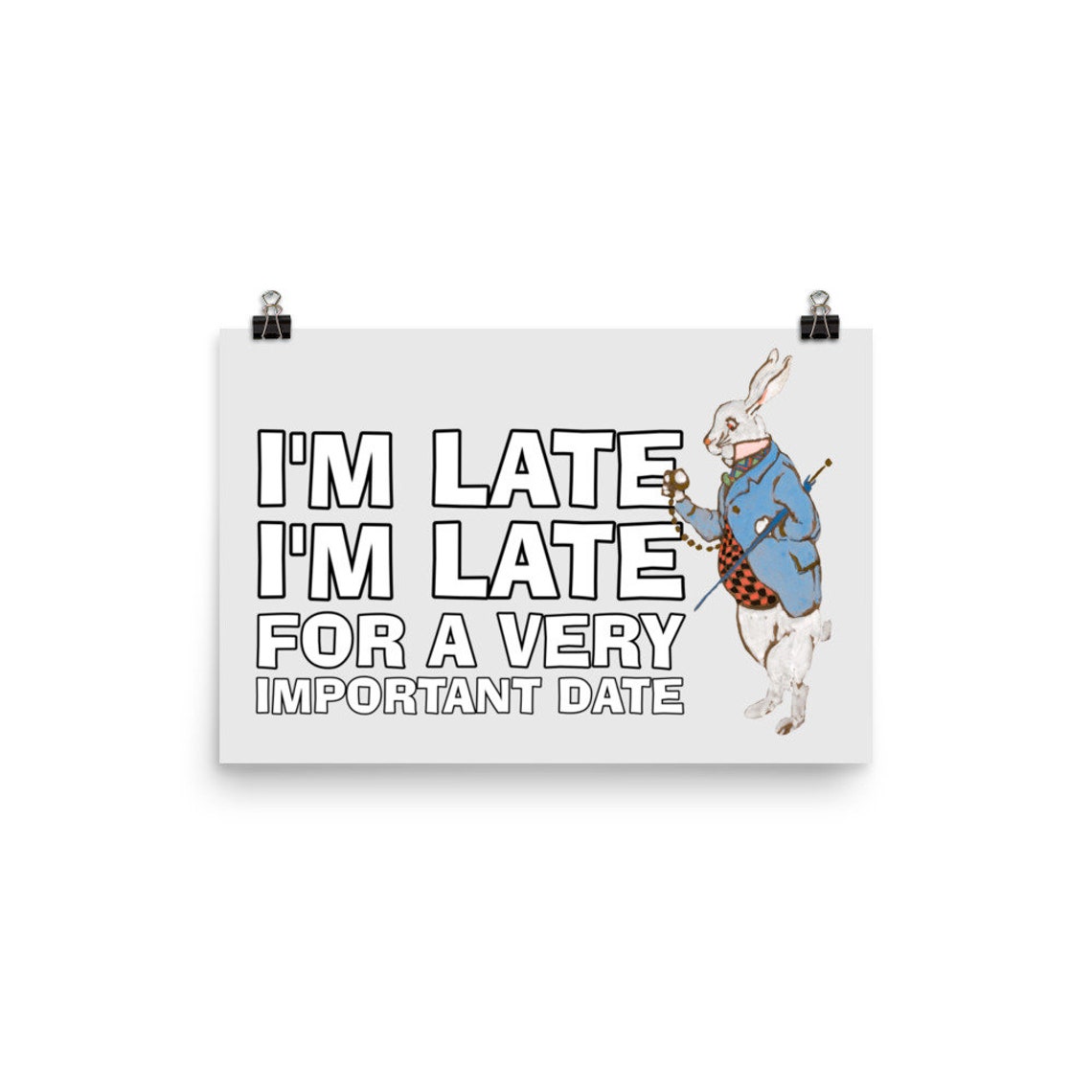 White Rabbit Alice in Wonderland Poster, Vintage Illustration Wall Art ...