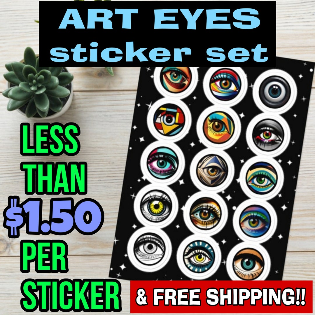 EYE STICKERS | Eye Digital Art Sticker Sheet | Eye Drawings Sticker ...