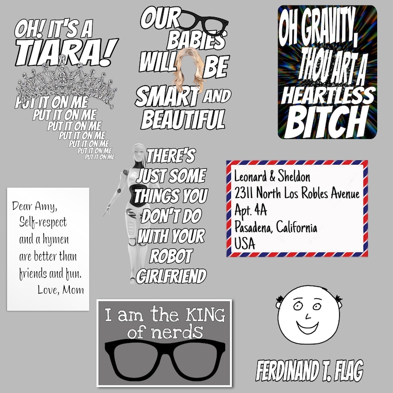 Big Bang Theory Funny Clip Art Set- TBBT Quotes & Characters PNG Pack ...