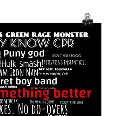 MARVEL MOVIES Quotes Best Marvel Quotes Poster Superhero Word Art Iron ...