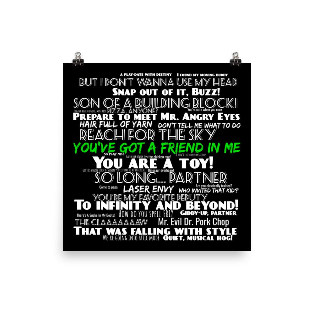 Toy Story Quotes | Disney Pixar Poster Print | Toy Story Movies | Buzz ...