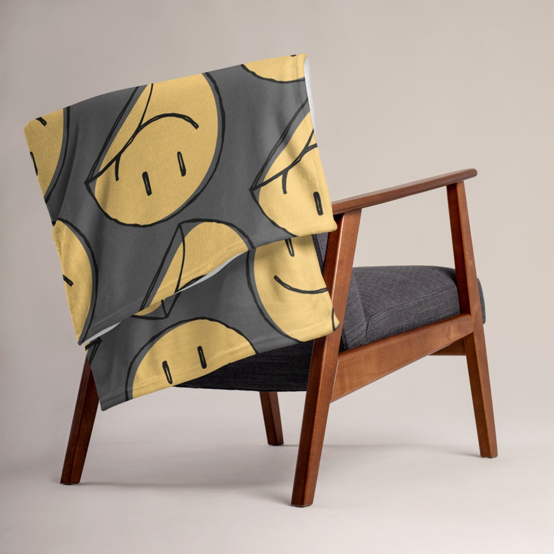 Smiley Face Throw Blanket, Mid Century Modern Graphic, Smiley Face ...