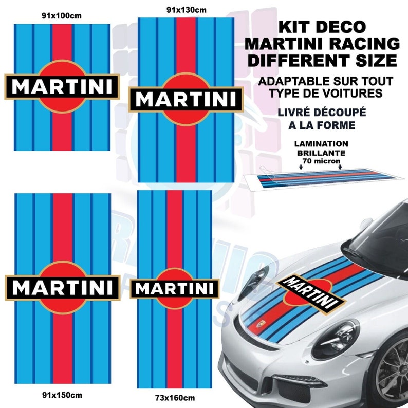 Bonnet Martini Racing Stripes Compatible Porsche Stickers Bonnet Le ...