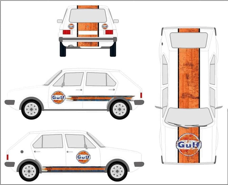 Scratched Gulf Racing Stikers Set Compatible Porsche Carrera Cayman ...