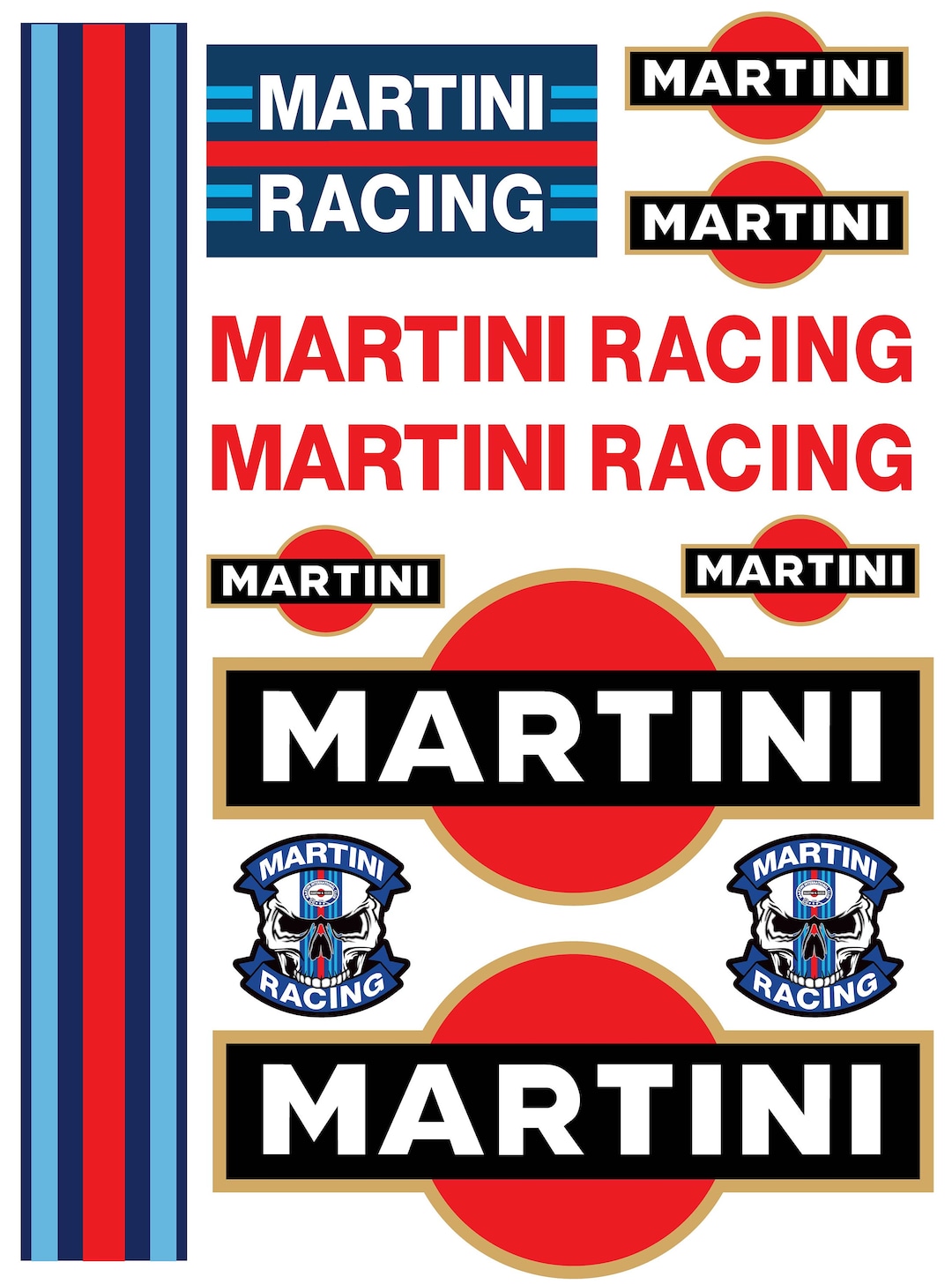 Martini Racing Sticker Decal Set Team Decals, Martini Skull Graphics ...