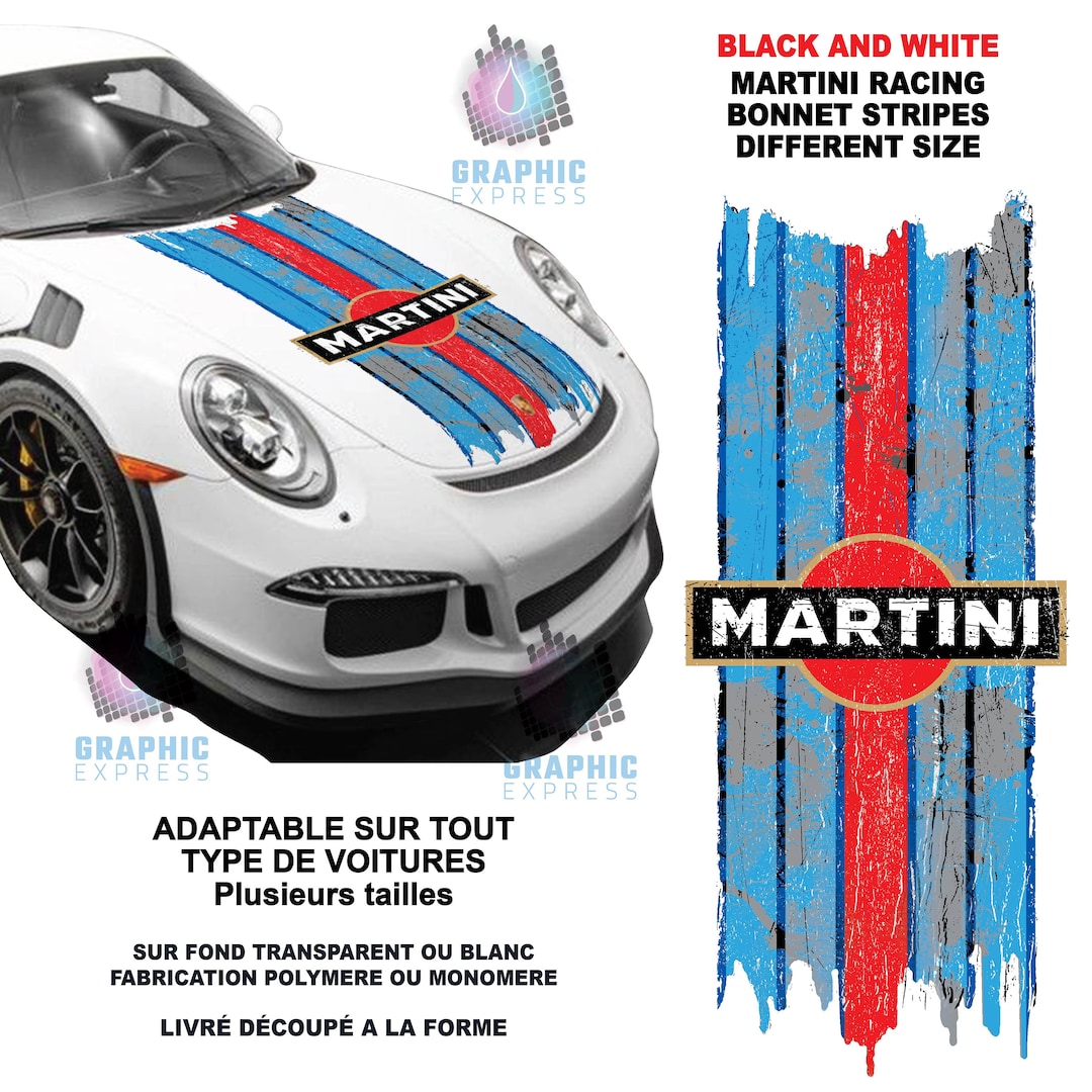 Scratch Bonnet Martini Racing Mix Colors Stripes Compatible Porsche VW ...