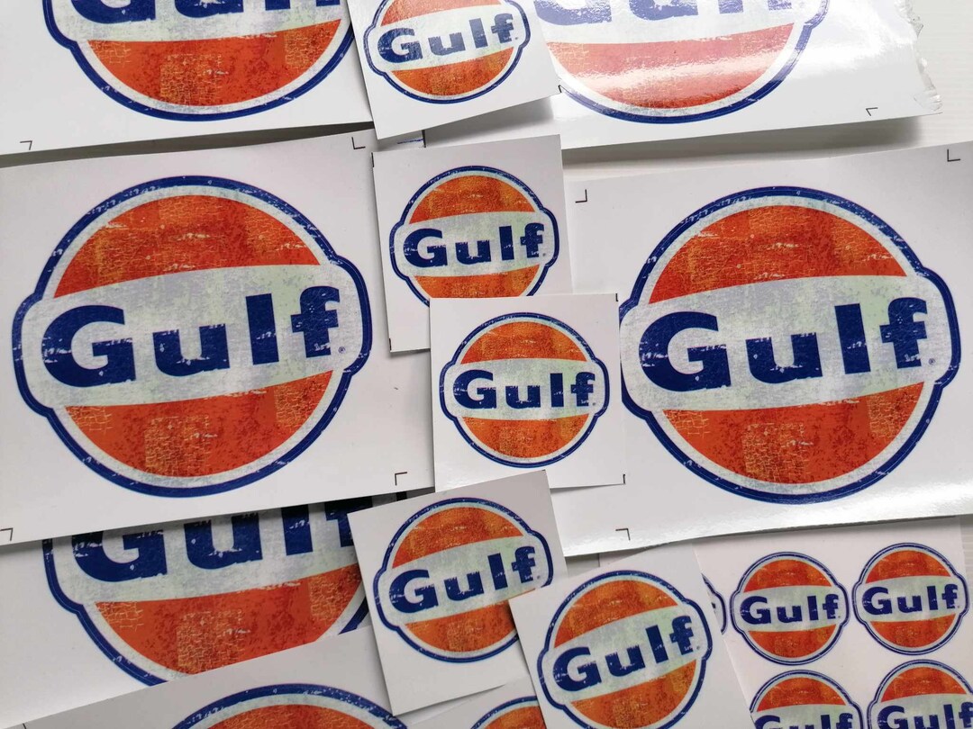 Polymer Sticker GULF OIL Ø3 to 120 Cm Used Effect Racing Le Mans Herbie ...