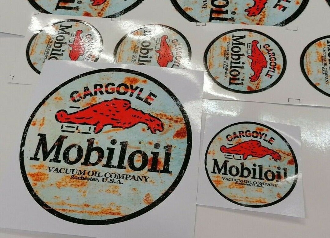 Monomer Sticker: Mobiloil Gargoyle Ref Usa Sticker ø 3 to 120 Cm - Gulf ...