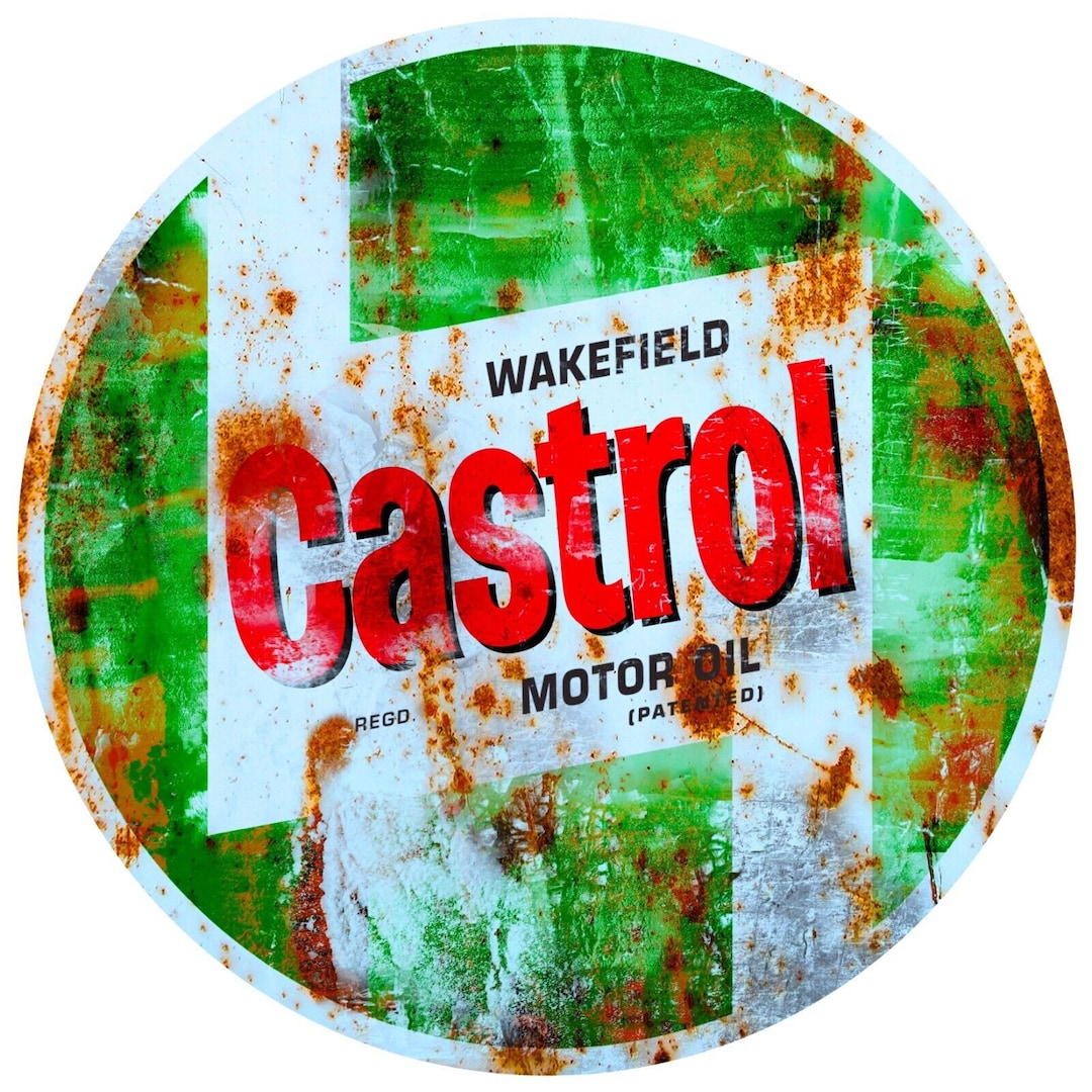 Polymer Sticker: Castrol Oil Sticker Rustees ø 3 to 120 Cm Vintage Old ...