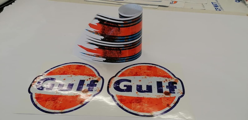 Scratched Gulf Racing Stikers Set Compatible Porsche Carrera Cayman ...