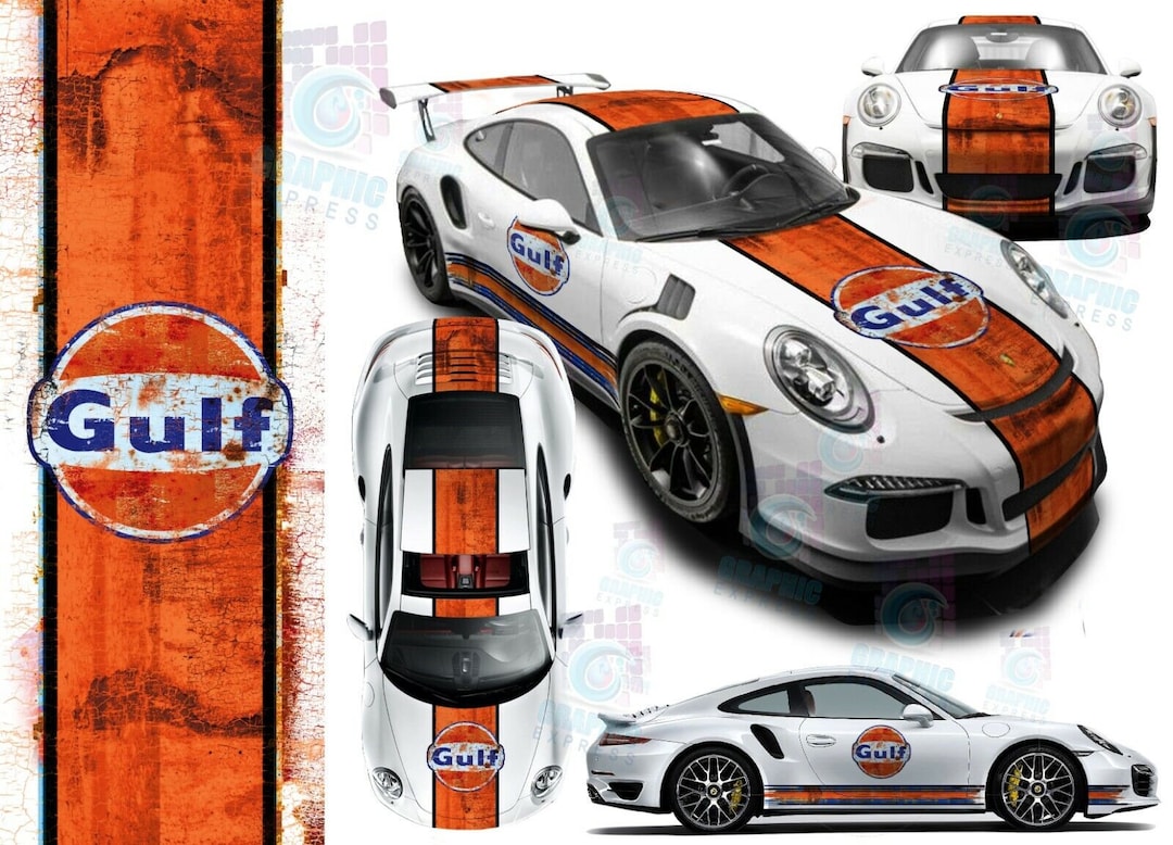 Scratched Gulf Racing Stikers Set Compatible Porsche Carrera Cayman ...