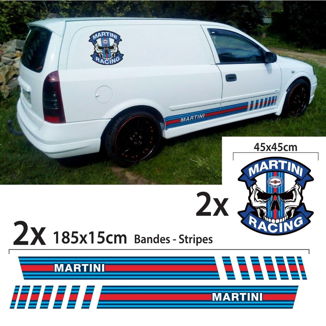 2x Martini Stripe Sticker Rocker Panel Racing Stripes Hatched Sticker ...