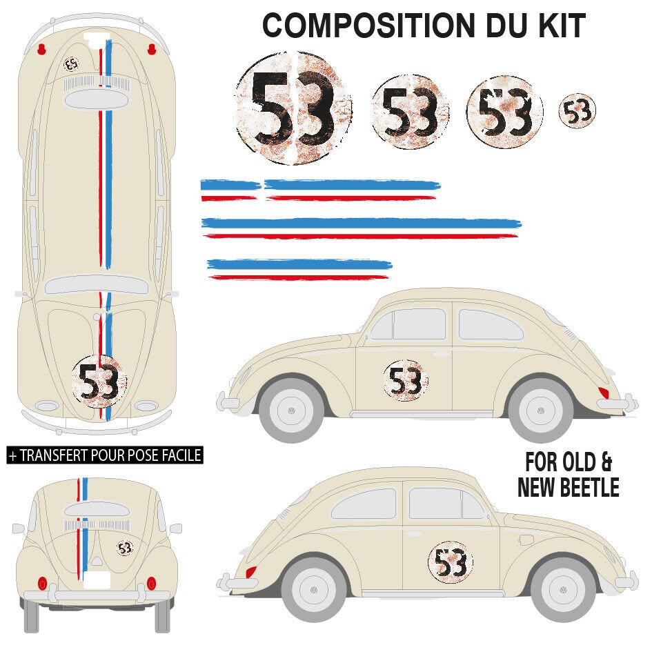 Kit Herbie Beetle Destroy Used Stickers Compatible Volkswagen ...