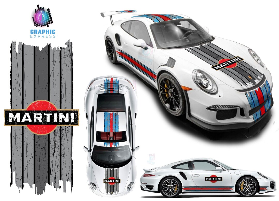 Scratched Martini Racing Stripes New Style Compatible Porsche Carrera ...
