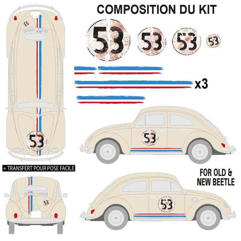Kit Herbie Beetle Destroy Used Stickers Compatible Volkswagen ...