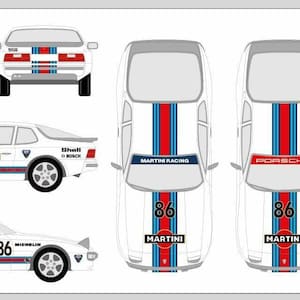 Porsche 924 & 944 Martini Racing Le Mans Stripe + Race Number of Your ...