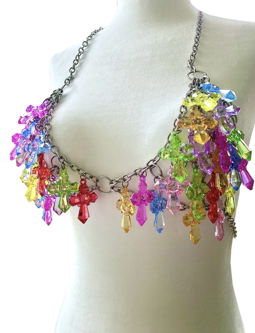 Colorful Cross Charms Harness Chain Bra - Etsy