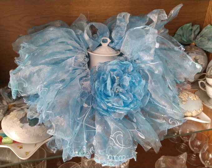Boudoir Ruff Sky Blue Cloud Embroidery Brocante Style Victorian Collar ...