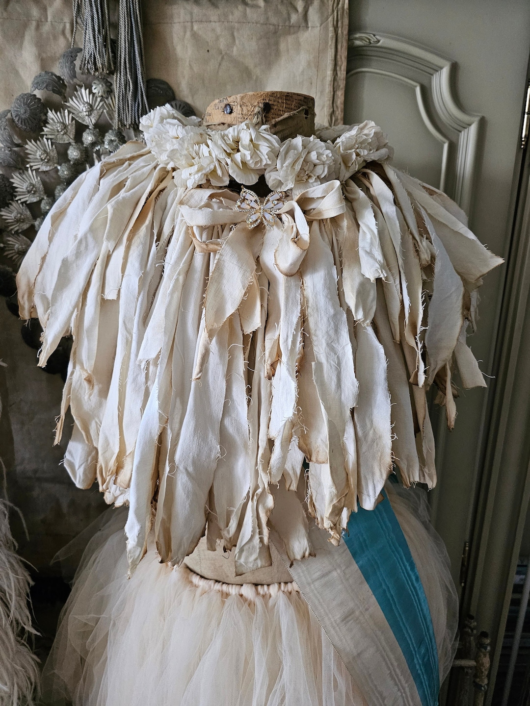 Cotton Boudoir Frill Vintage Sepia Cream White French Brocante Style ...