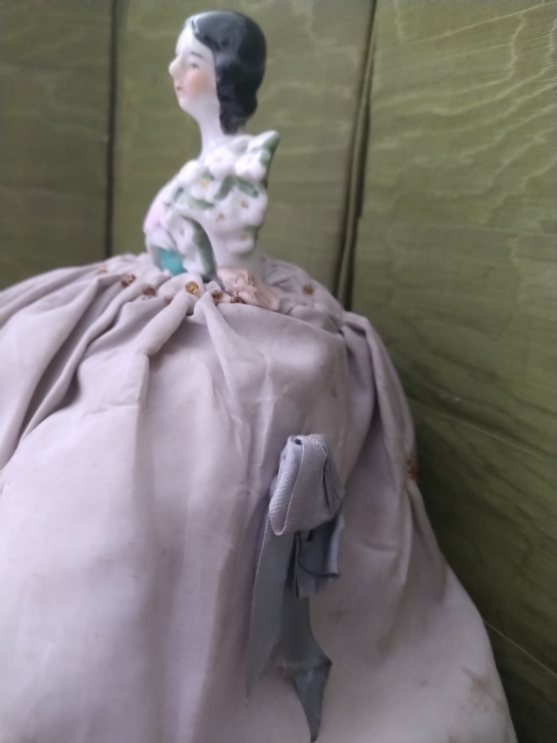 Wonderful Antique Shabby Brocante Half Doll Porcelain Doll in Faded ...