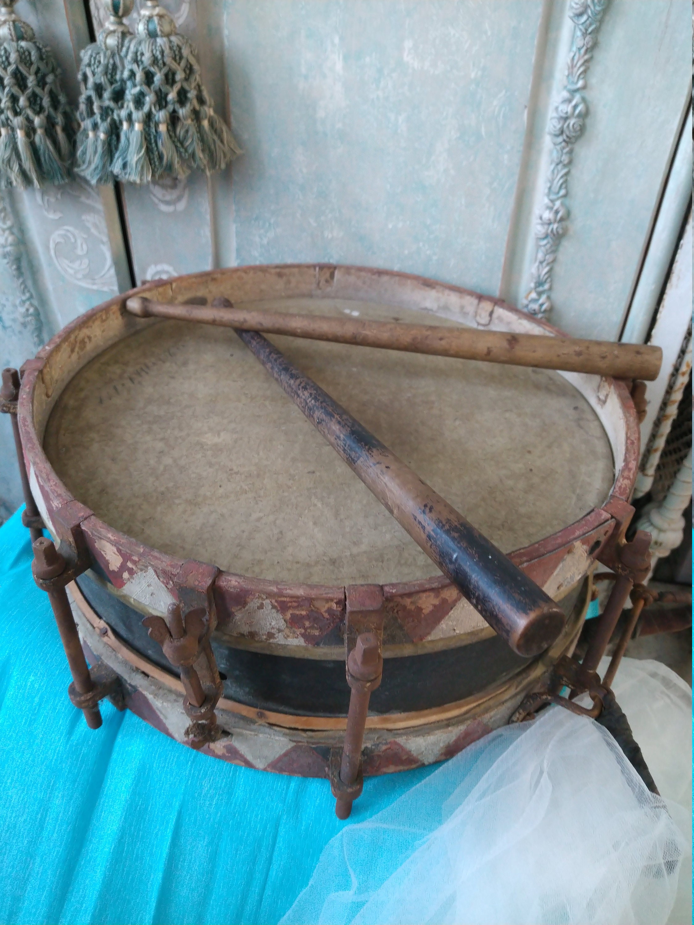 Beautiful Old Drum Shabby Chic Brocante French Style Antique | Etsy