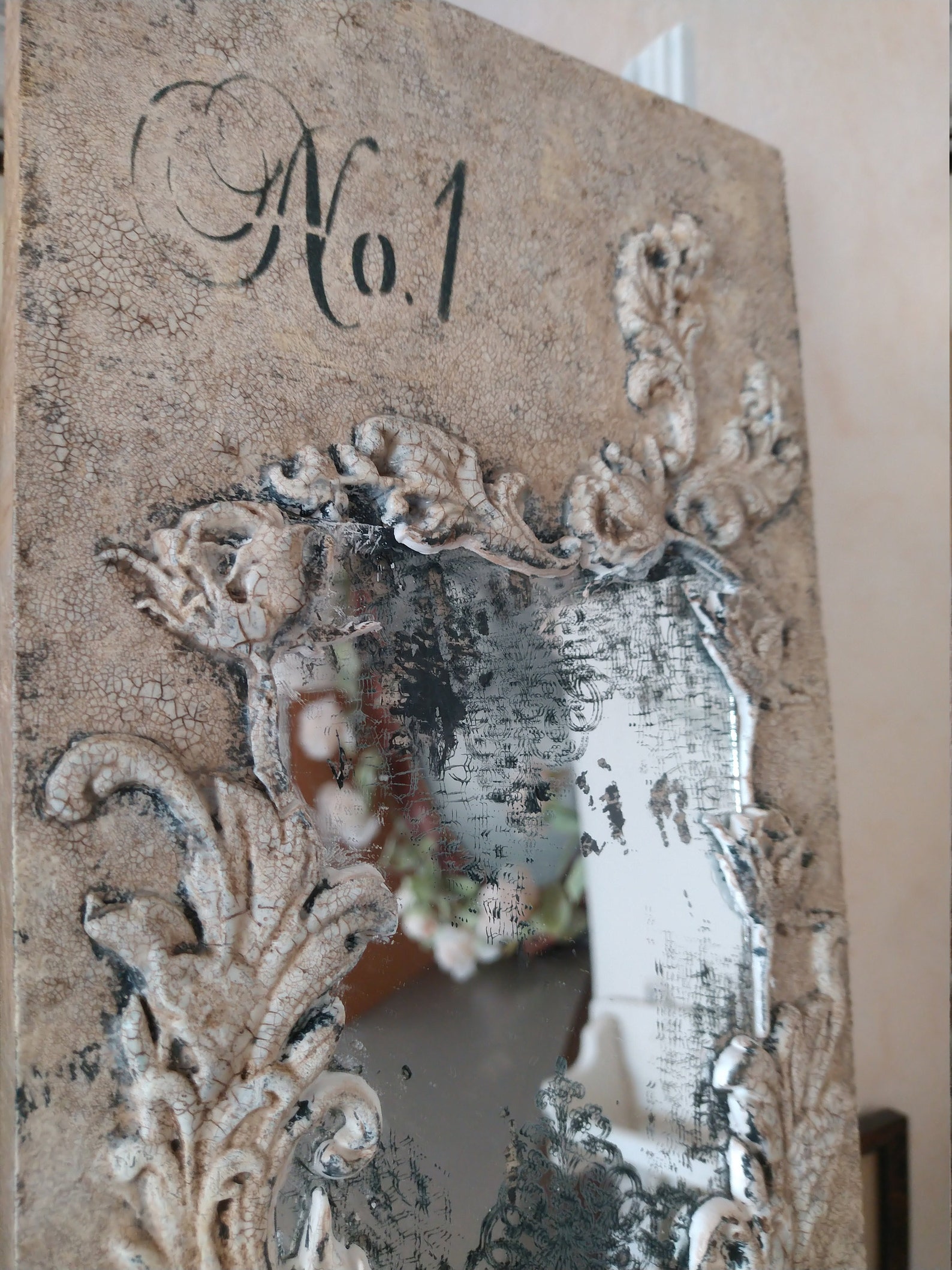 Shabby Chic Patina Mirror Sign Wood Decoration Brocante Style - so ...