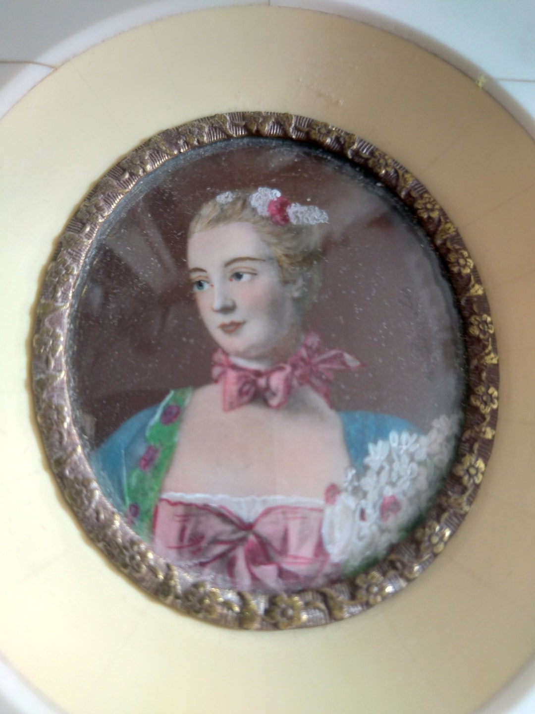 Magnifying Glass Painting France Miniature White Marie-antoinette Blue ...