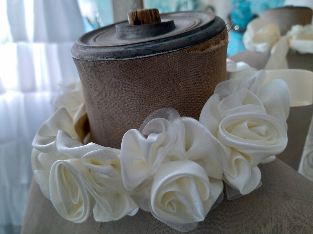 Neck Flowers Roses Satin Tulle Vintage Decoration Brocante Shabby Chic ...