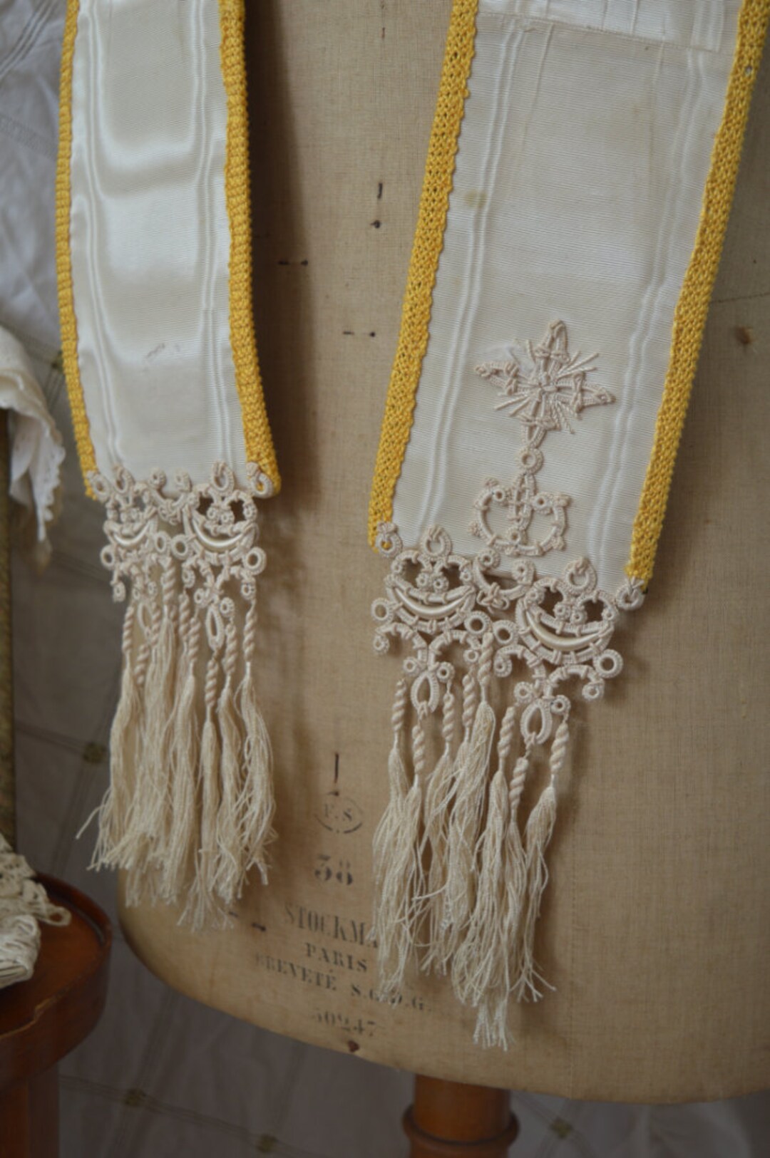 Antique Brocante Priest Reversible Stole Scarf From France - Etsy