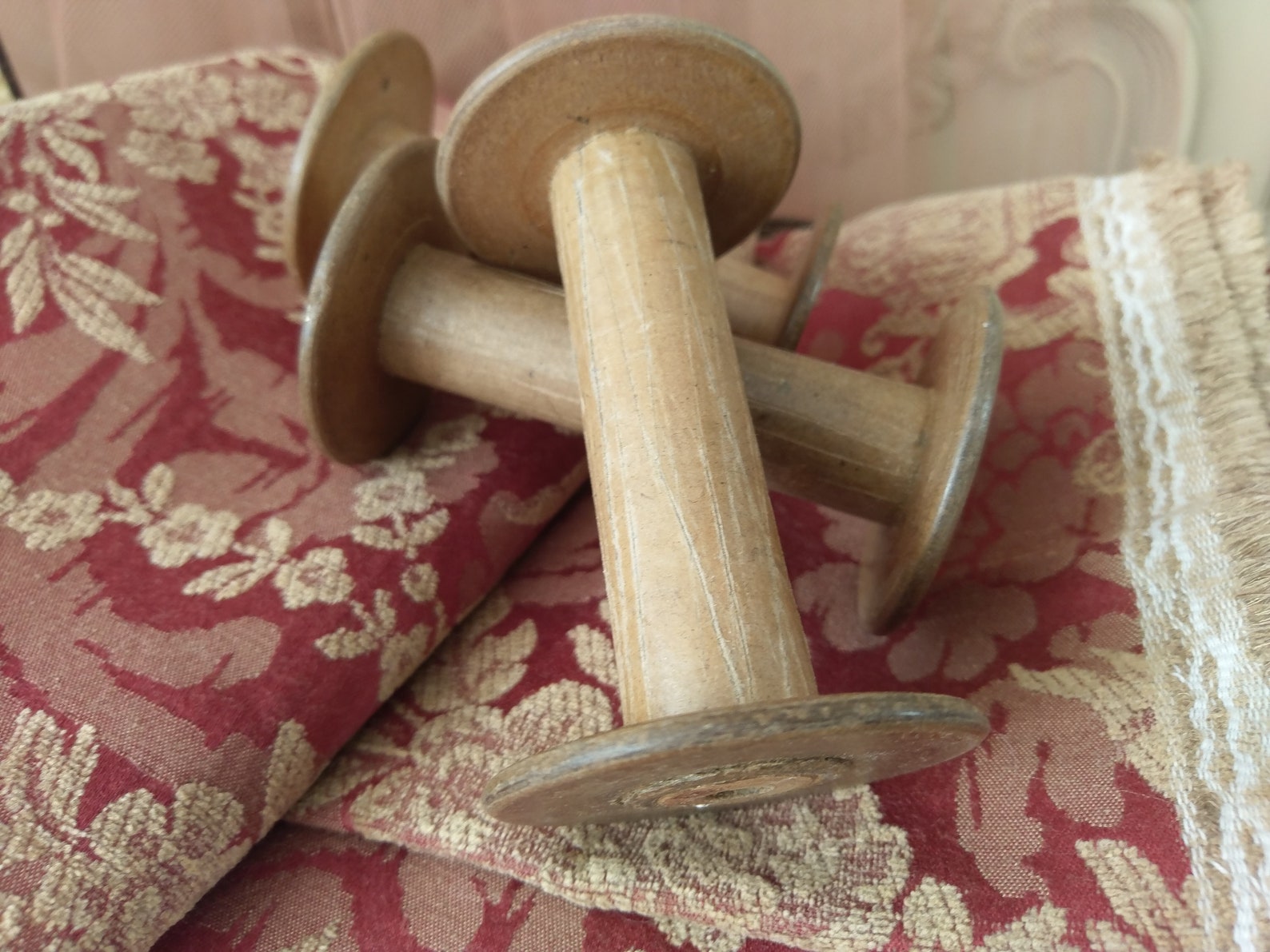 Three Antique Large Wooden Spools From France Shabby Chic & - Etsy