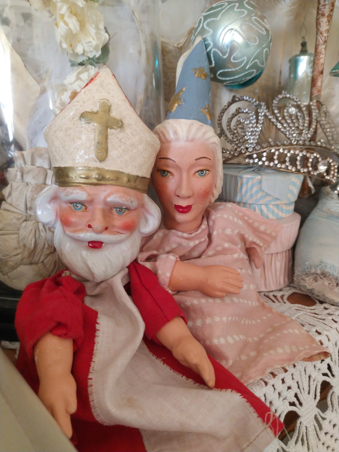 Beautiful Antique Hand Puppets for a Theater Punch and Judy Vintage Old ...