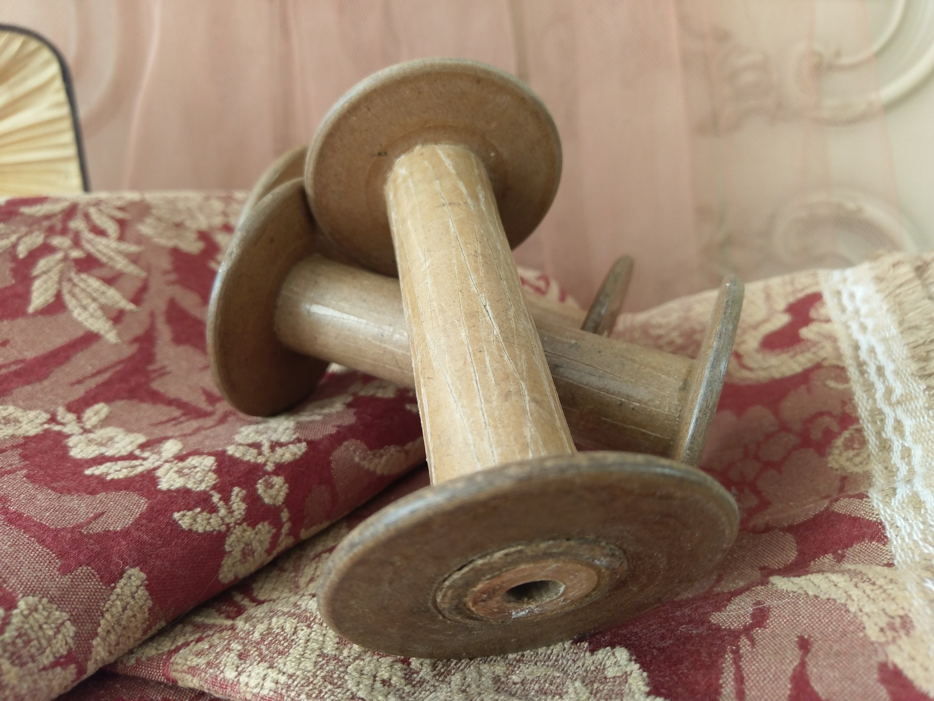 Three Antique Large Wooden Spools From France Shabby Chic & - Etsy