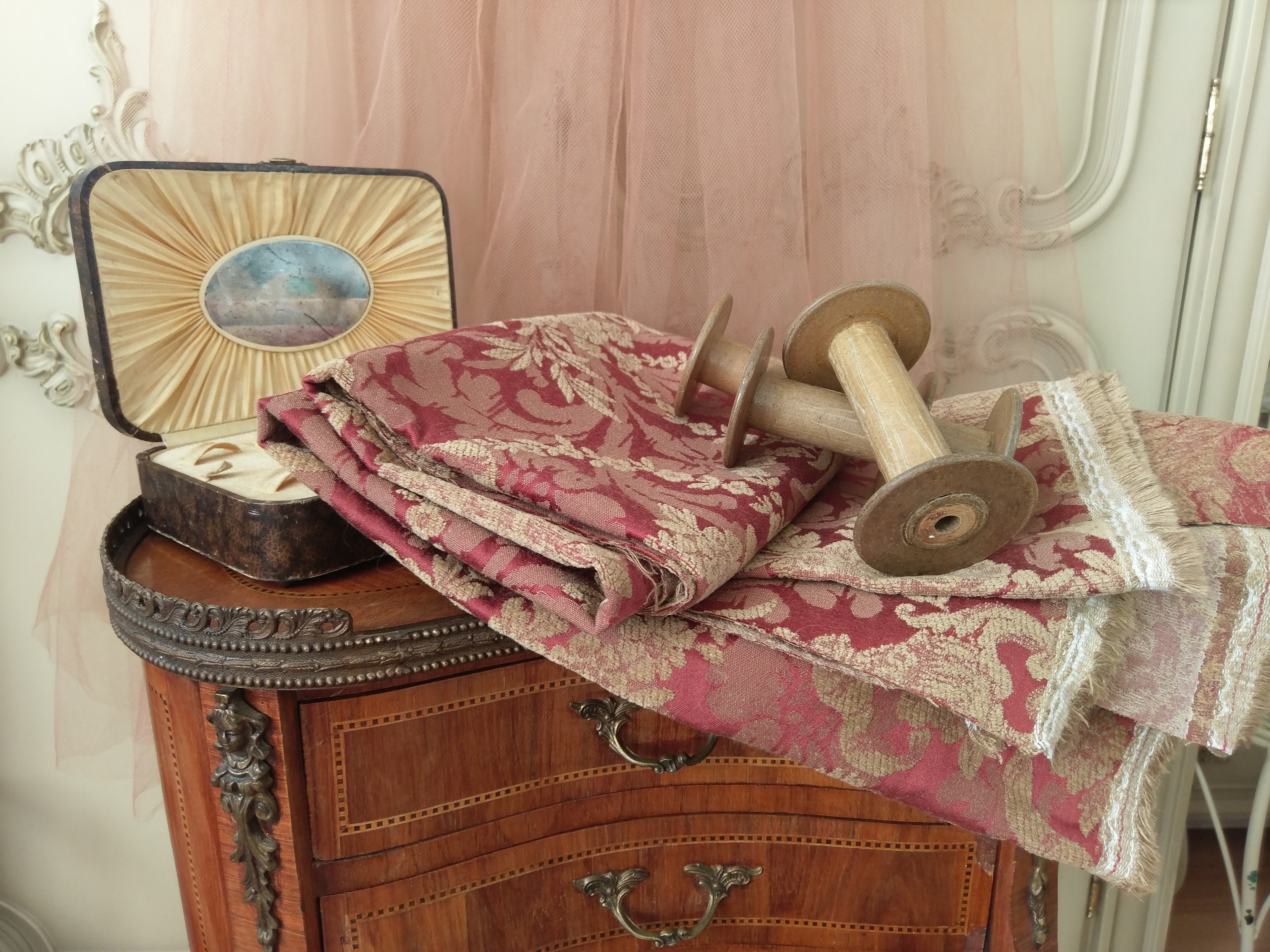 Three antique large wooden spools from France Shabby chic & | Etsy