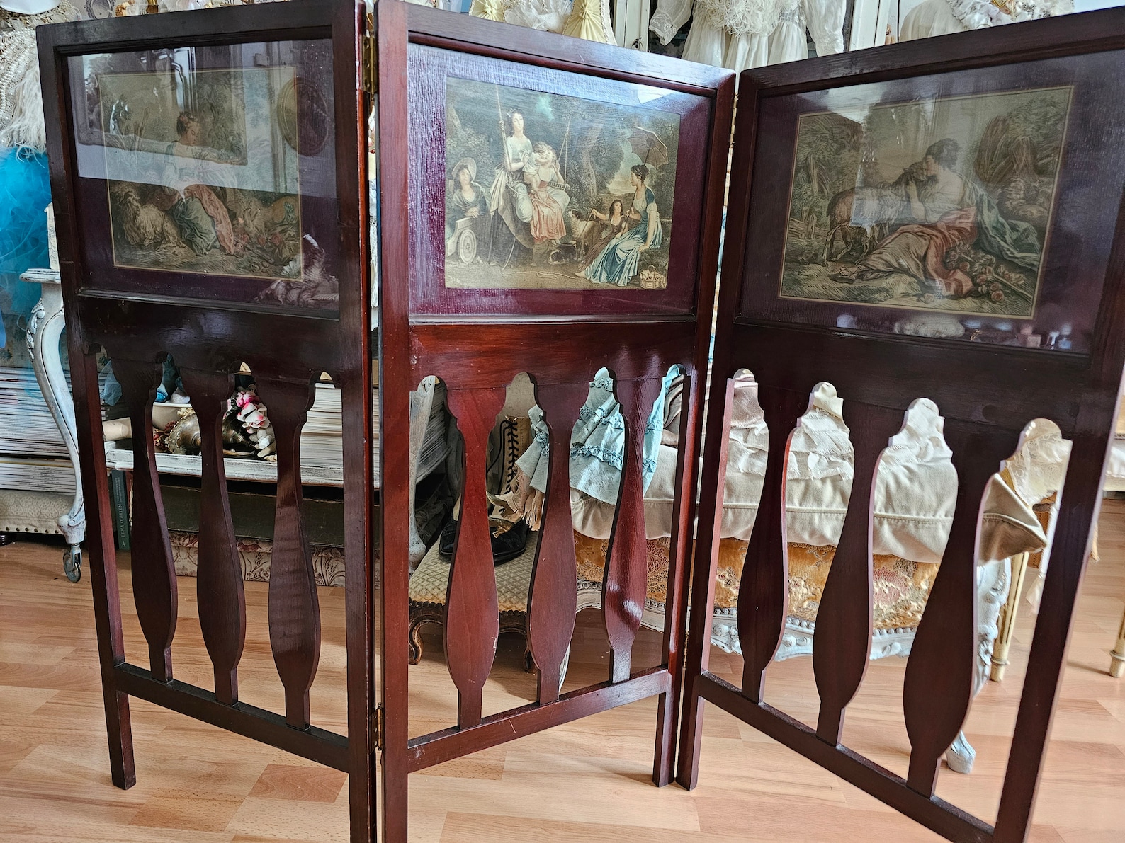 RARITY! Charming Antique French Boudoir Screen Table Screen Paris ...