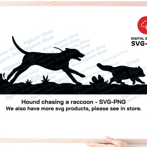 Coon Hunting Svg , Hound Chasing a Raccoon Svg , Hounds Hunter Svg, New ...
