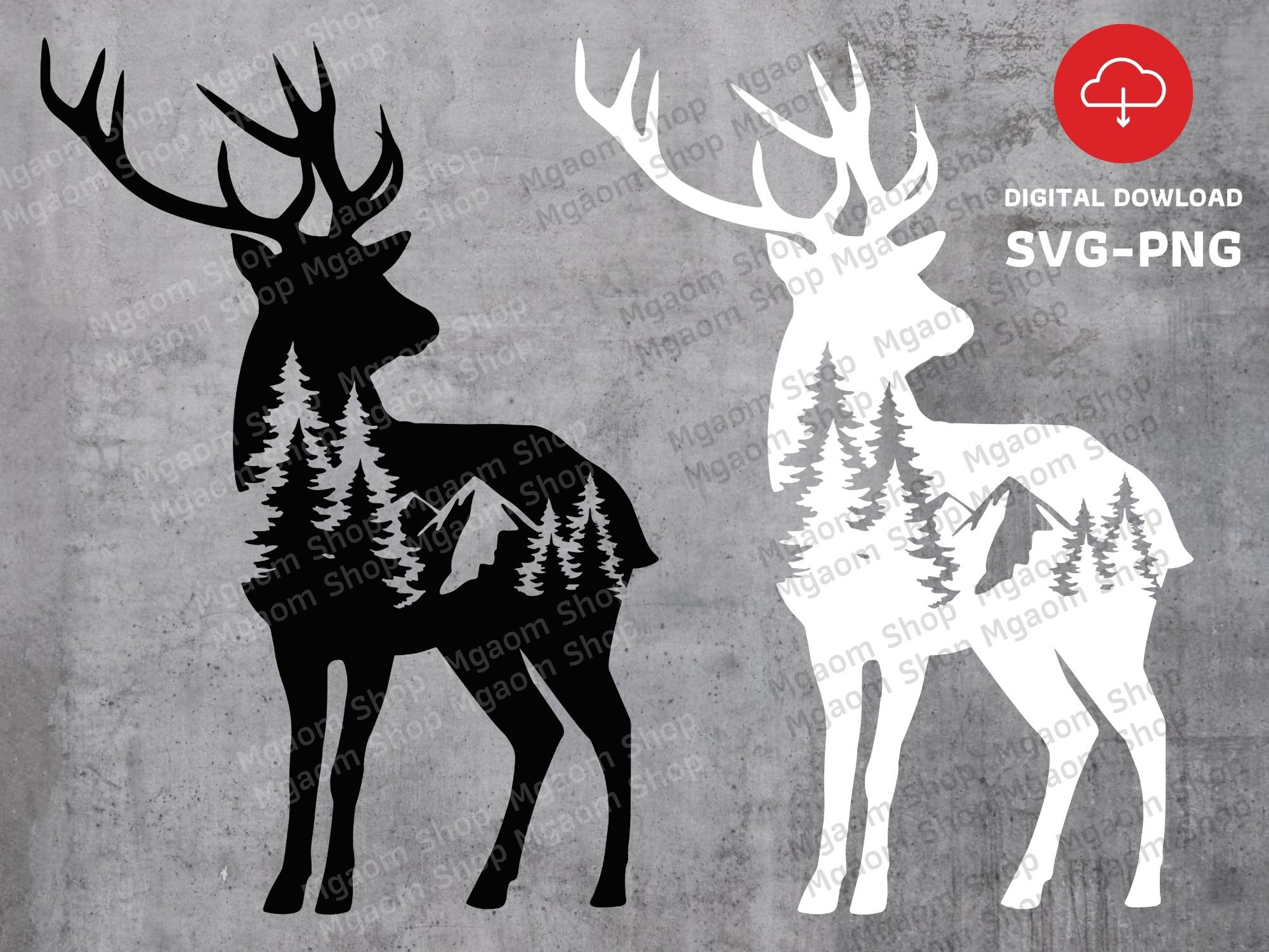 Deer and Mountains SVG Deer SVG File Nature Deer File - Etsy Canada