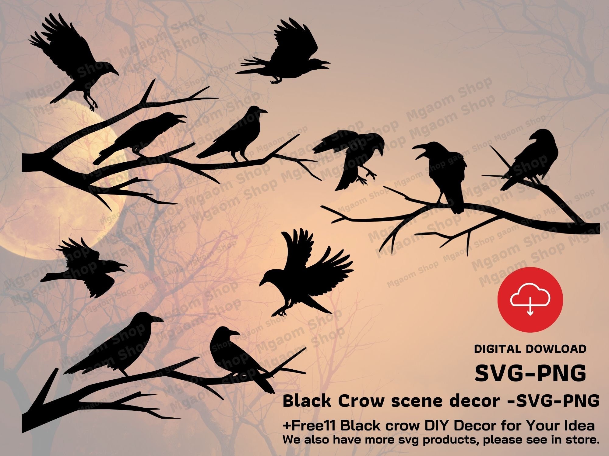 Crow Svg Crow Halloween Decor Svg Black Crow Decor Svg - Etsy