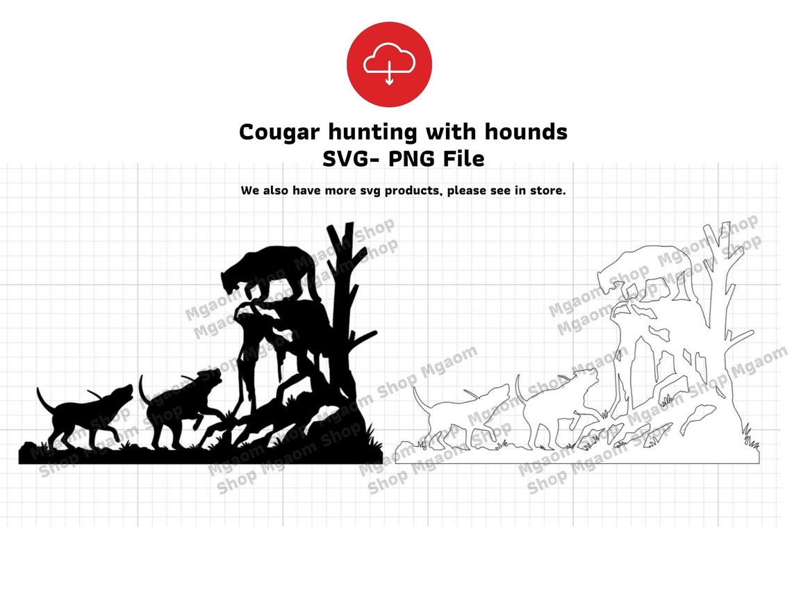Cougar Hunting With Hounds SVG File Mountain Lion Hounds | Etsy