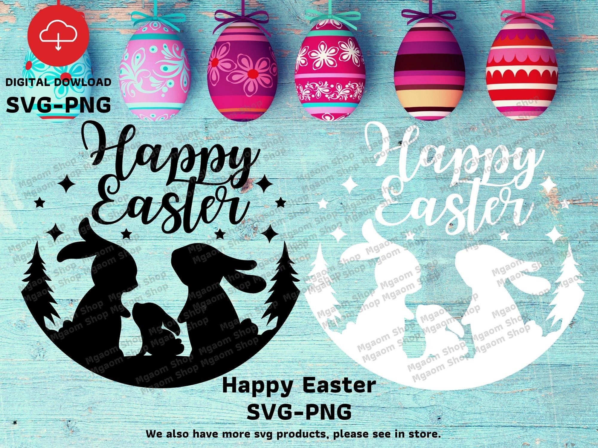 Easter Door Hanger SVG Happy Easter Wreath SVG Family | Etsy