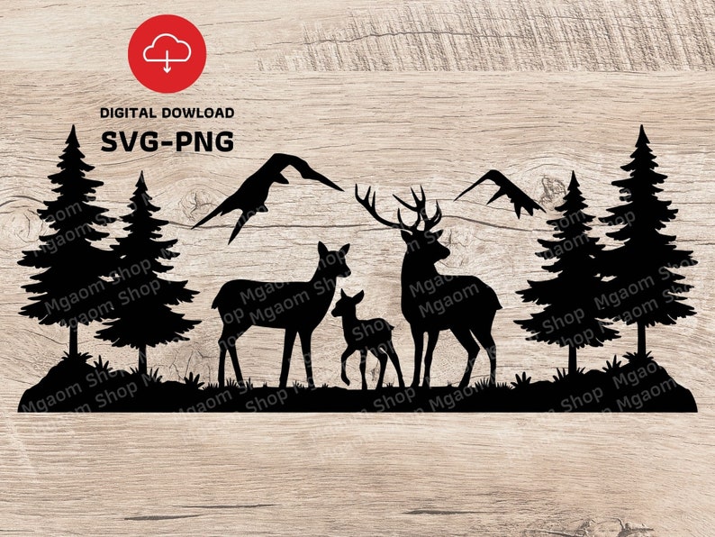 Deer Nature Scene Svg Deer Family Svg Doe Svg File Deer - Etsy