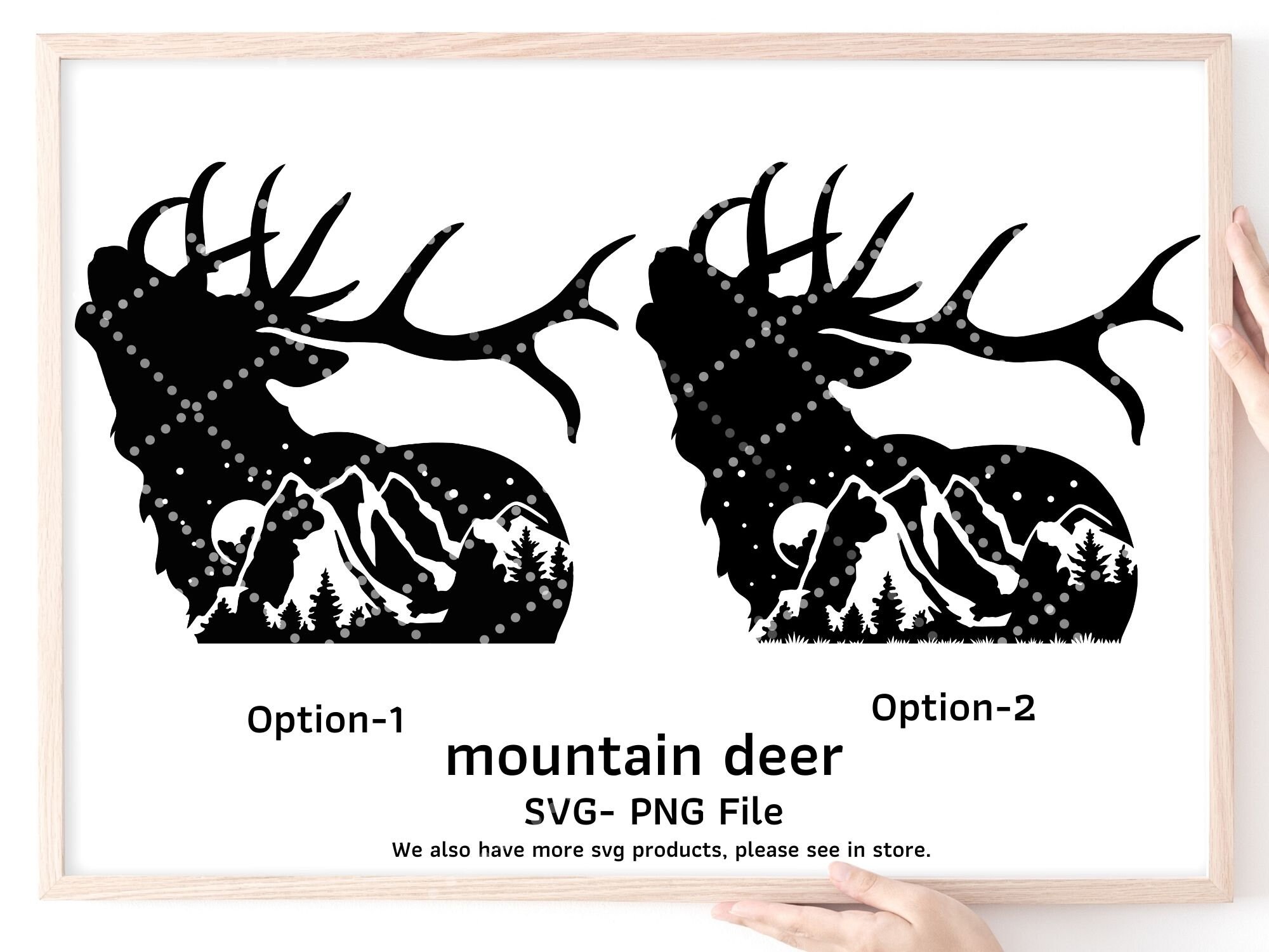 Mountain Deer SVG Deer and Moon Mountain Svg File - Etsy