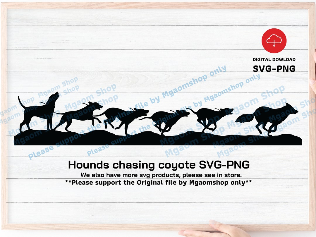 Hounds Chasing Coyote Svg, Hounds Running Coyote Svg , Coyote Hunting ...